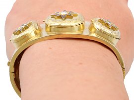 Antique Diamond Locket Bangle Gold | AC Silver