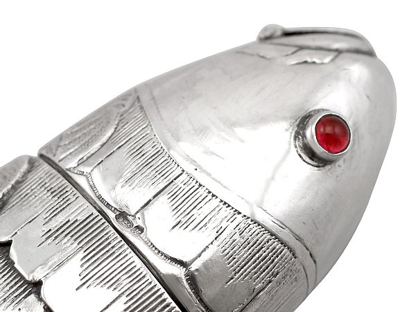 Antique Silver Fish Spice Box | AC Silver