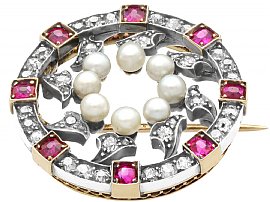 Victorian Ruby and Pearl Brooch | AC Silver