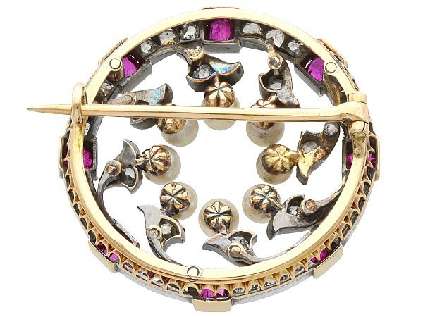 Victorian Ruby and Pearl Brooch | AC Silver